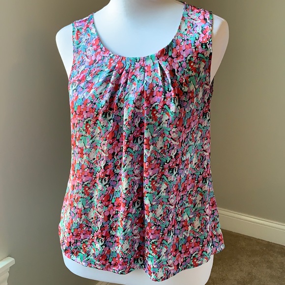 Notations | Tops | Notations Floral Silky Tank Blouse Large | Poshmark